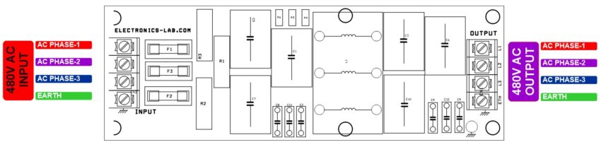 3 Phase (3 Wire) EMI Filter - 480VAC - Electronics-Lab