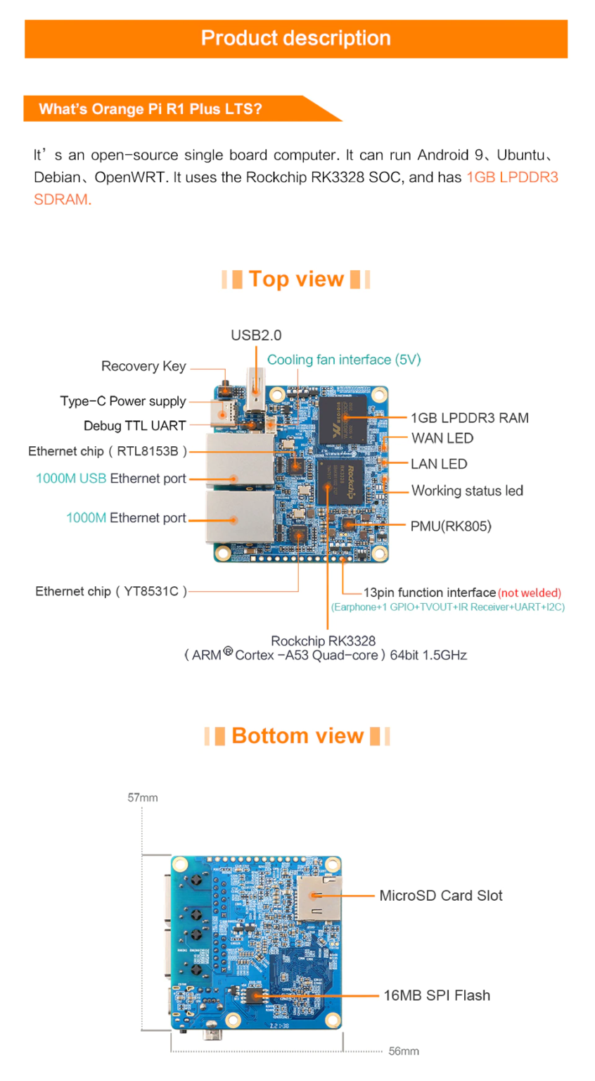 Orange Pi R1 Plus LTS - A Low-cost Version of the Orange Pi R1 Plus SBC ...