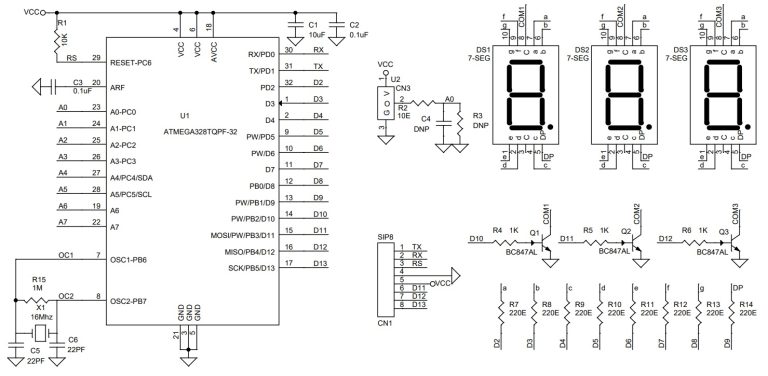 Arduino 3-Digit 0.5" Common Cathode 7 Segment Display Module ...