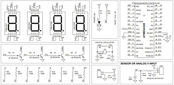 Arduino 4-Digit 0.5″ Common Cathode 7 Segment Display Module - Electronics-Lab