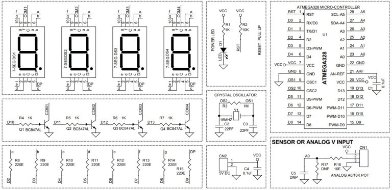 Arduino 4-Digit 0.5″ Common Cathode 7 Segment Display Module ...