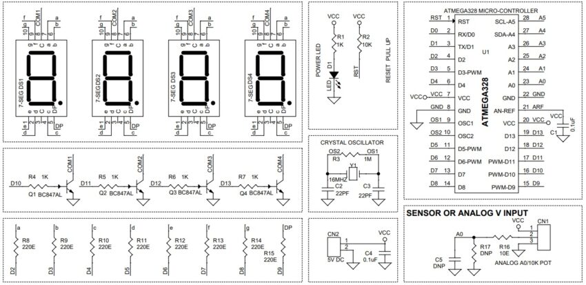 Arduino 4-Digit 0.5″ Common Cathode 7 Segment Display Module - Electronics-Lab