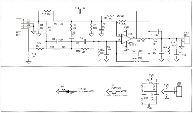 Universal OPAMP Board for SMD MSOP8 Package - Electronics-Lab