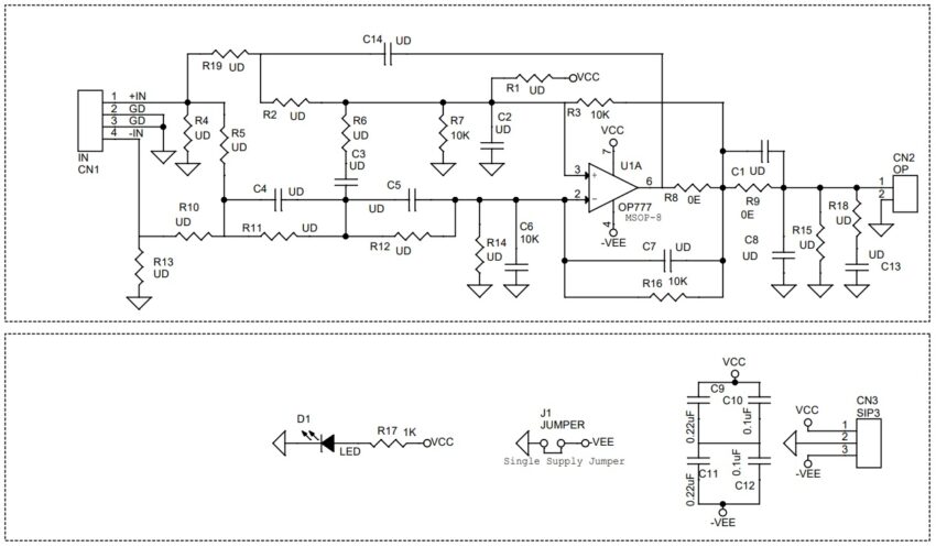 Universal OPAMP Board for SMD MSOP8 Package - Electronics-Lab