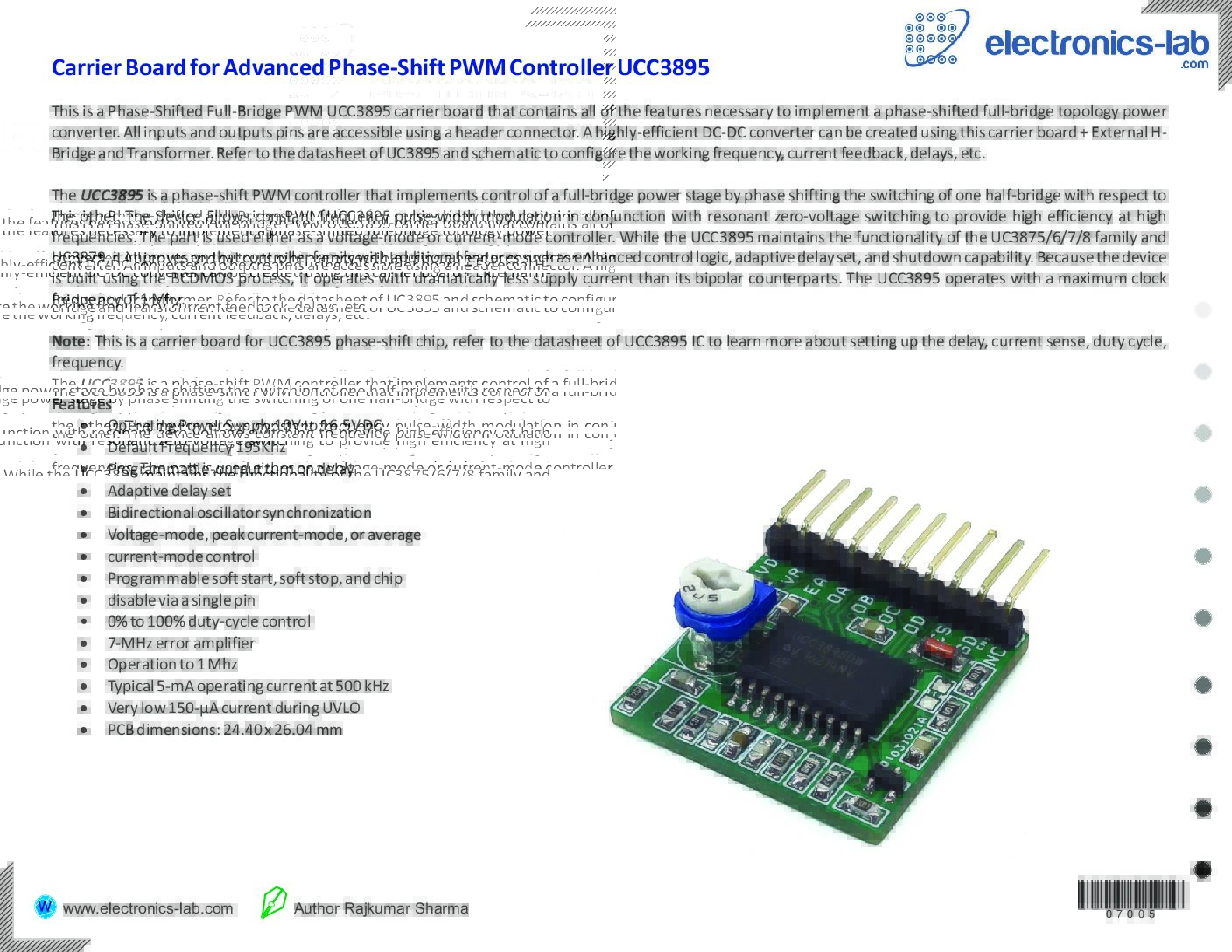 Carrier Board for Advanced Phase-Shift PWM Controller UCC3895 ...