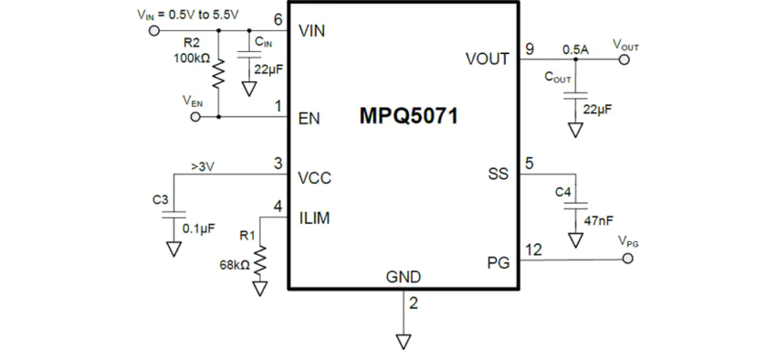 Monolithic Power Systems (MPS) MPQ5071-AEC1 Programmable Load Switch - Electronics-Lab