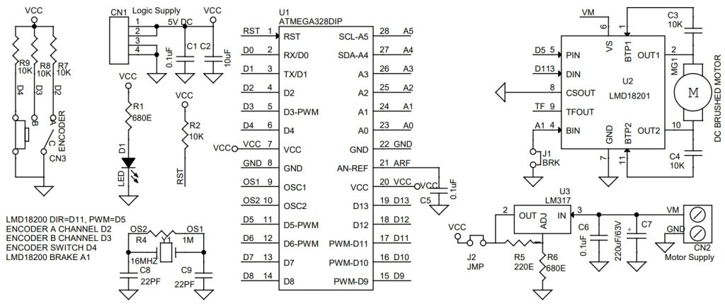 Brushed DC Motor Controller Using Rotary Encoder - Arduino Compatible ...