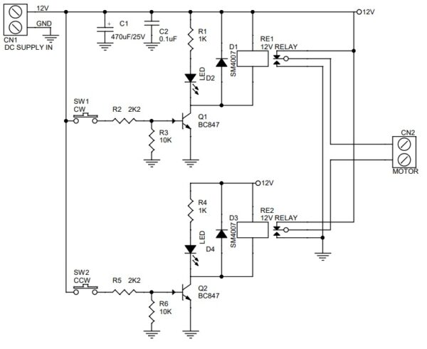 Low-Cost DC Motor Direction Controller with Fast Brake using 2 Relays ...