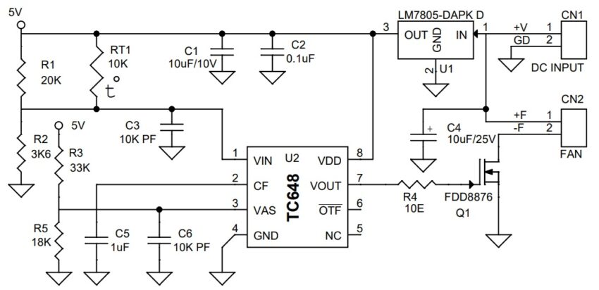 PWM Temperature Controlled FAN using TC648 and NTC sensor - Electronics-Lab