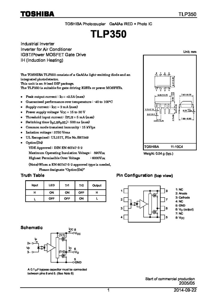 TLP350F - Electronics-Lab.com