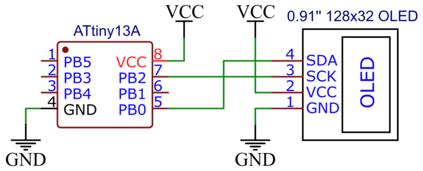 TinyOLEDdemo - I²C OLED on an ATtiny10, ATtiny13A or ATtiny202 - Electronics-Lab