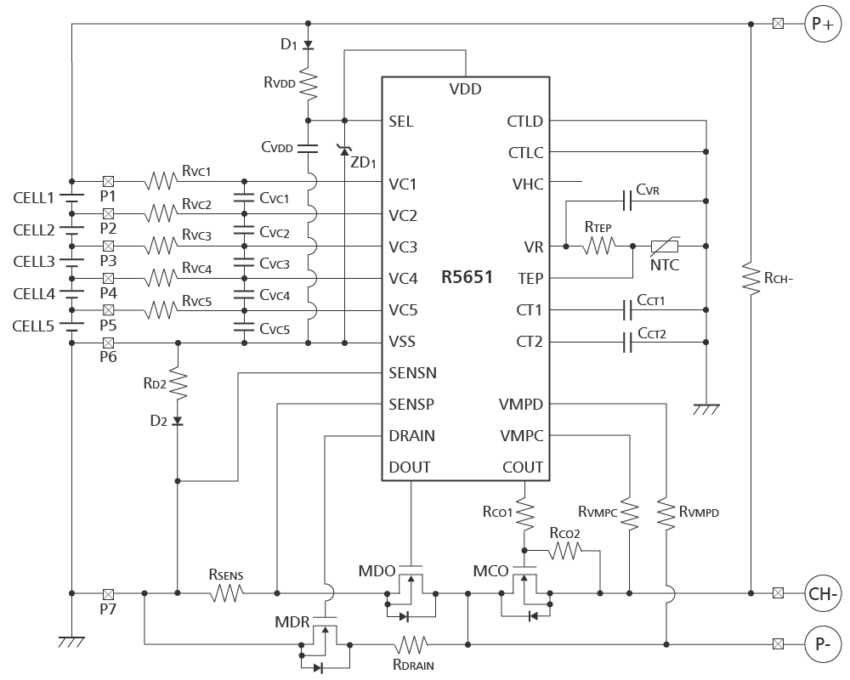 R5651 Series, Protection IC for 3-to-5-cell Li-ion Batteries ...