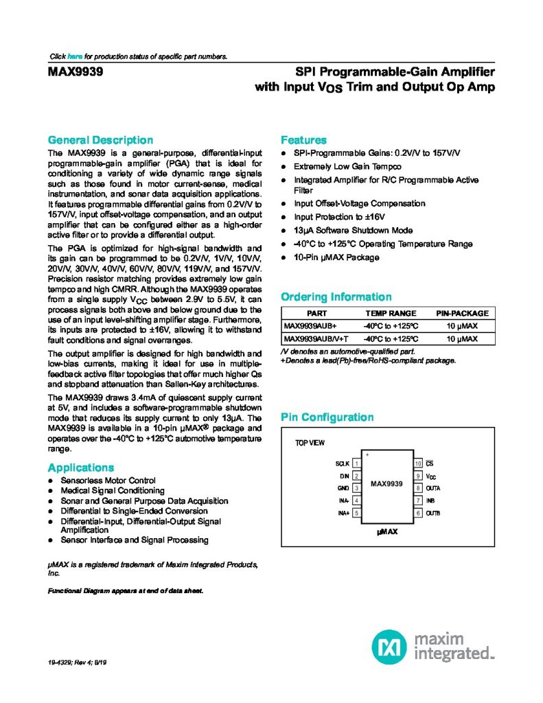 MAX9939 - Electronics-Lab.com