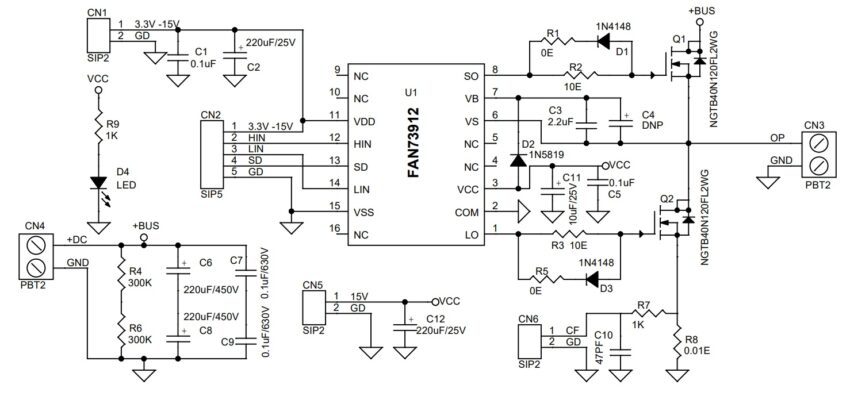 1200V High-Current Half-Bridge using FAN73912 - Electronics-Lab.com
