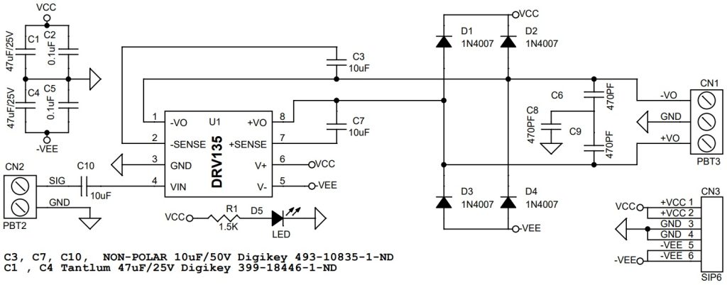 Audio Line Driver using DRV135 with Balanced Output - Electronics-Lab