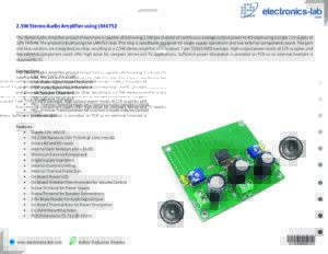 2.5W Stereo Audio Amplifier using LM4752 - Electronics-Lab