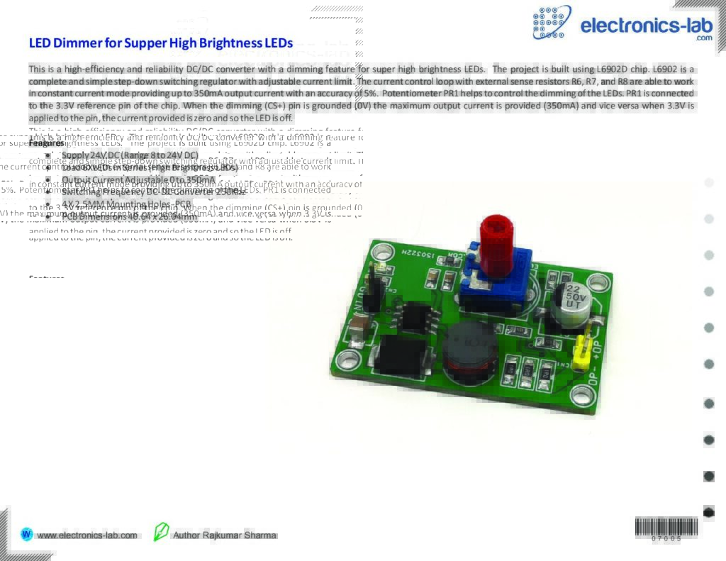 LED Dimmer for Super High Brightness LEDs - Electronics-Lab.com