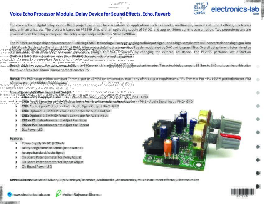 Voice Echo Processor Module - Delay Device for Sound Effects, Echo ...