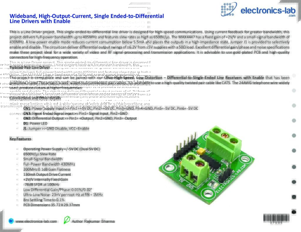 Wideband, High-Output-Current - Single Ended-to-Differential Line ...