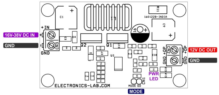 High Current DC-DC Converter - 12V/6A Output from 16V to 38V DC Input ...