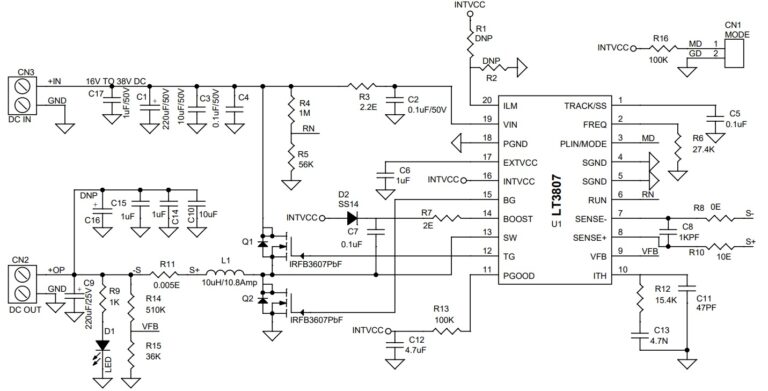 High Current DC-DC Converter - 12V/6A Output from 16V to 38V DC Input ...