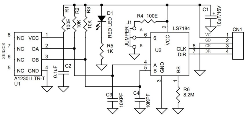 Signal Conditioning Module For Magnetic Rotary Encoder With Clock And Updown Direction Signal