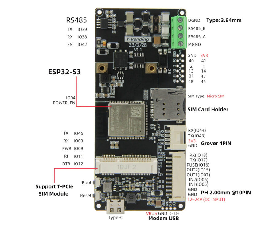 The Lilygo T Vending An Esp32 S3 Based Vending Machine Board With Rs485 And Cellular