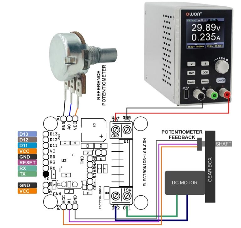 Dc Motor Position Control Using Potentiometer Arduino Compatible Electronics Lab