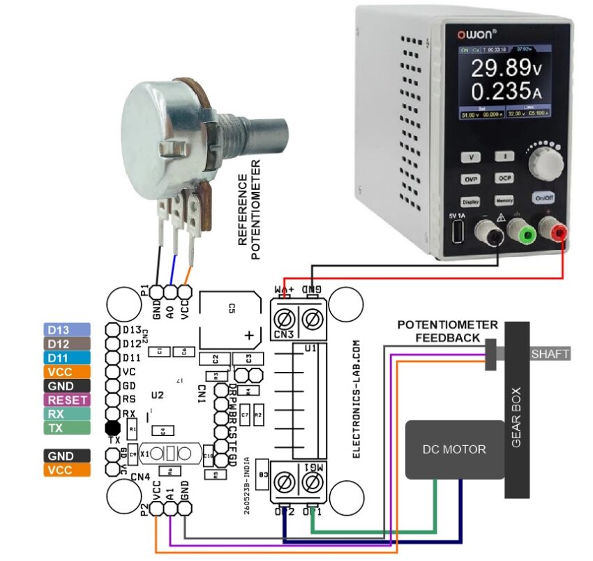 Dc Motor Position Control Using Potentiometer Arduino Compatible Electronics Lab