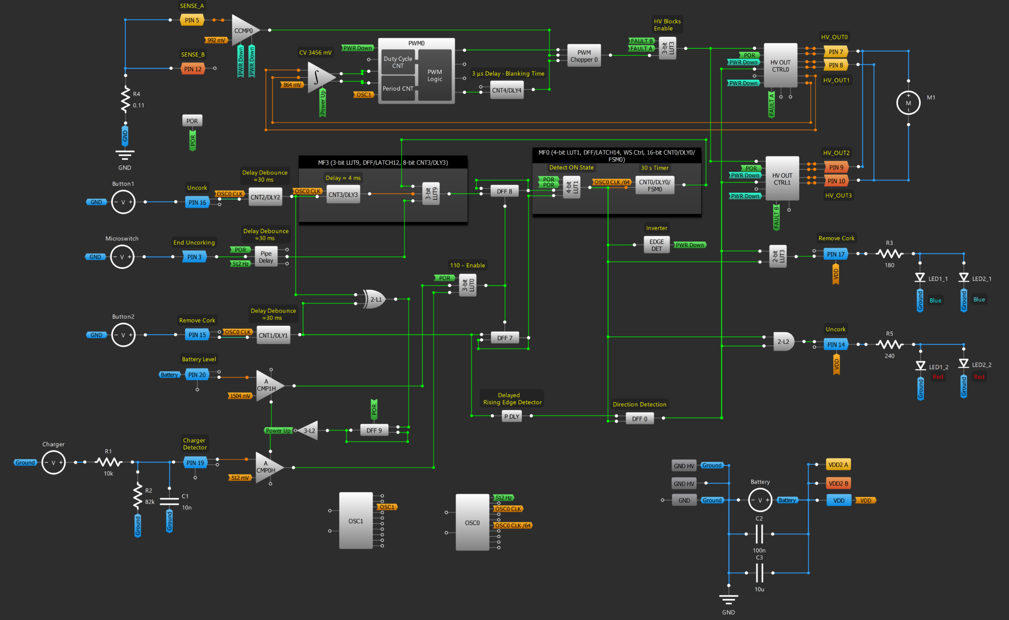Figure 3 - Electric Corkscrew GreenPAK Designer Schematic - Electronics ...