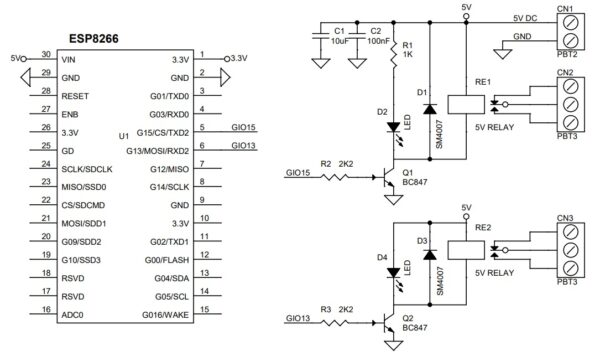 2 Channel Wi-Fi Relay Module Using ESP8266 NodeMCU - Electronics-Lab