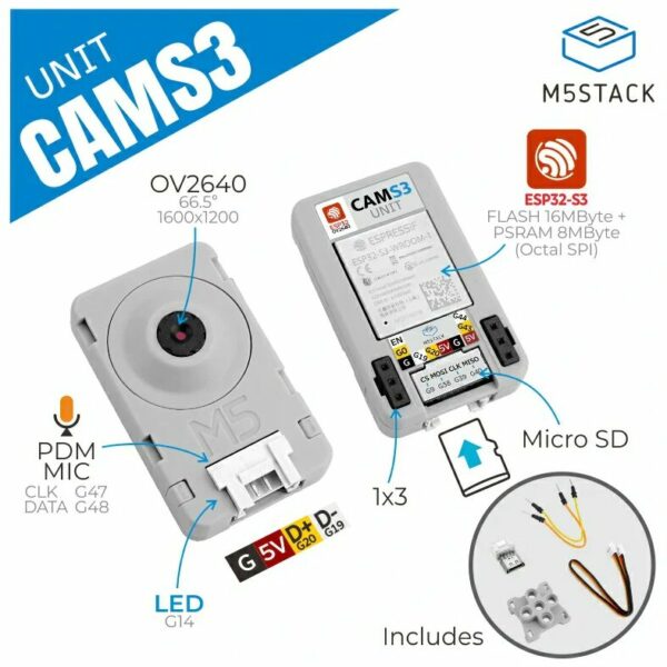 M5Stack CamS3 Features OV2640 Sensor and 66.5° Field of View - Electronics-Lab