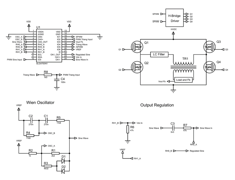 Figure 21. Sine Wave-Based Inverter Schematic Circuit - Electronics-Lab.com
