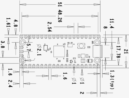 Raspberry Pi Pico Dimensions - Electronics-Lab.com