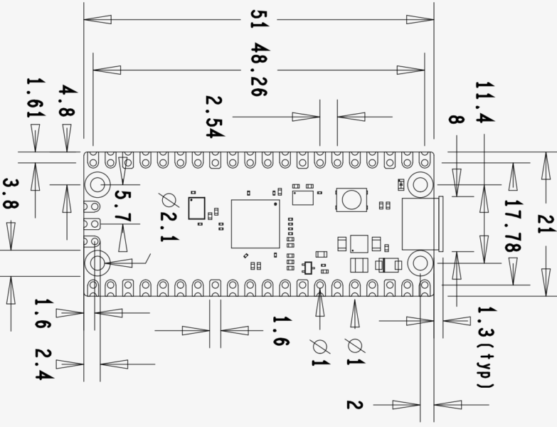 Raspberry Pi Pico Dimensions - Electronics-Lab.com