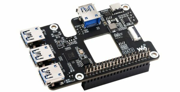 Add four USB 3.2 ports to your Raspberry Pi 5 with the Waveshare PCIe to USB HAT+ - Electronics-Lab