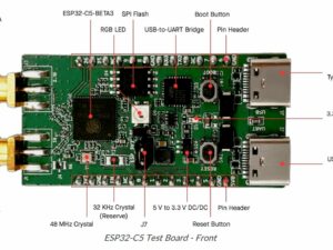 Key components of the ESP32-C5 Test Board - Electronics-Lab.com