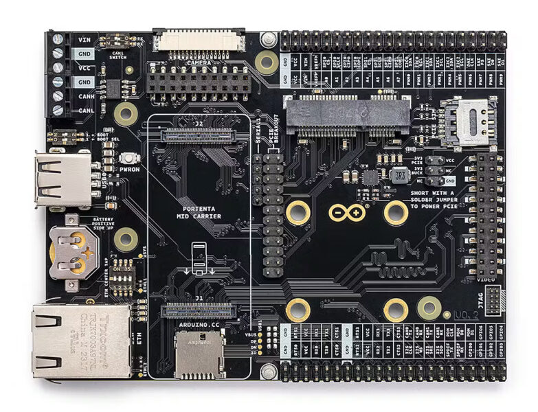 Portenta Mid Carrier Top View - Electronics-Lab.com