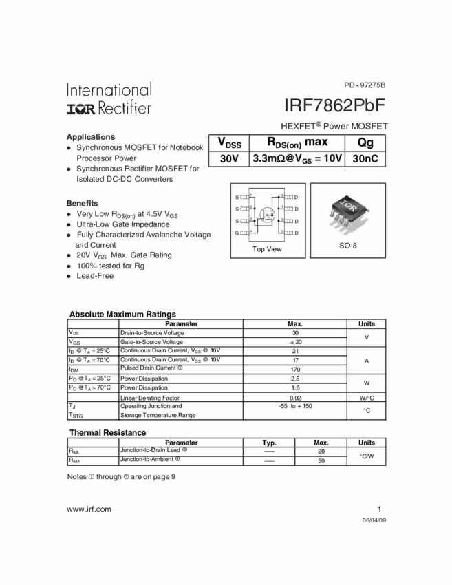 Infineon-IRF7862-DataSheet-v01_01-EN - Electronics-Lab