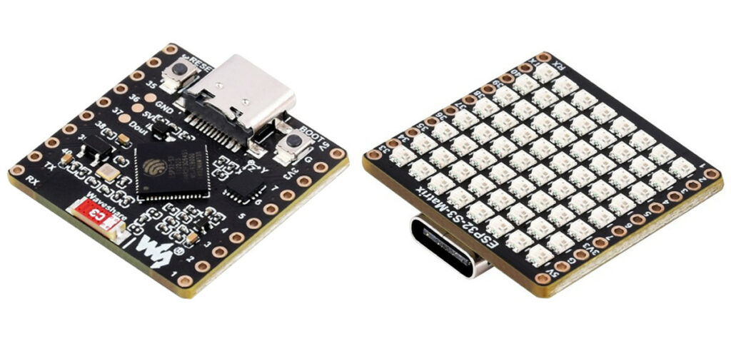 Waveshare ESP32-S3-Matrix Dev Board Features A 8×8 RGB LED Matrix with ...
