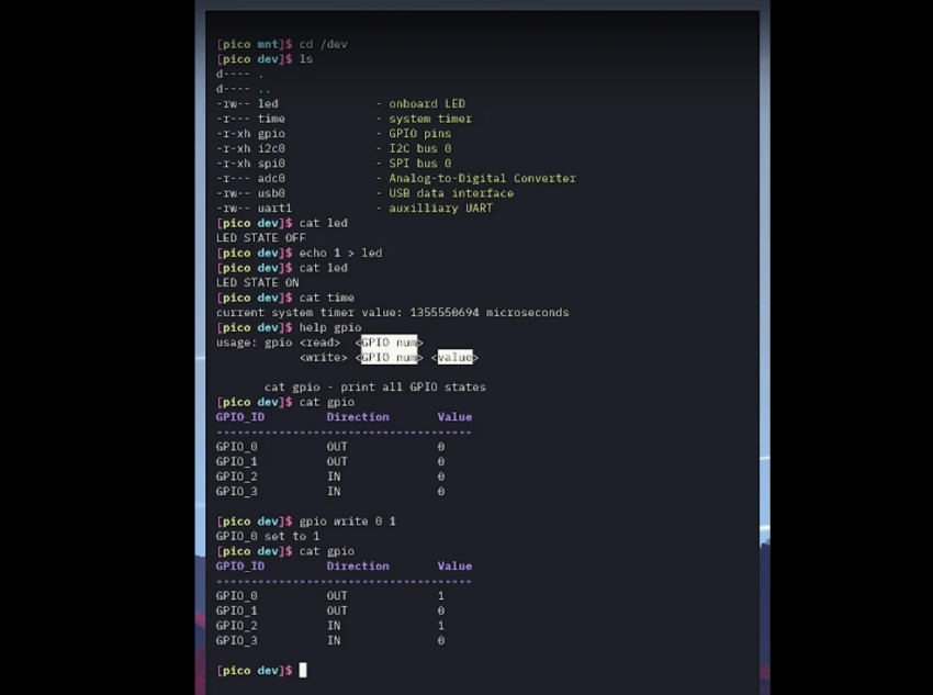 Raspberry-Pi-RP2040-terminal-GPIO-control - Electronics-Lab.com