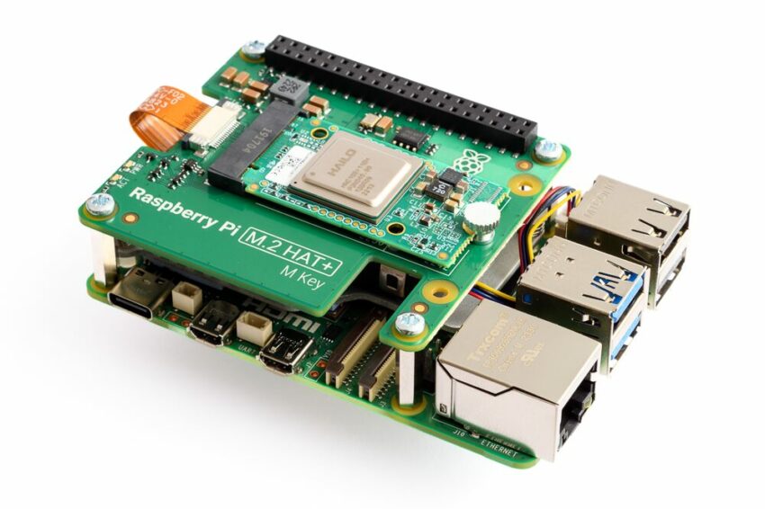 Raspberry Pi M.2 HAT+ with a Hailo AI acceleration module for use with ... Raspberry Pi M.2 HAT+ with a Hailo AI acceleration module for use with ...