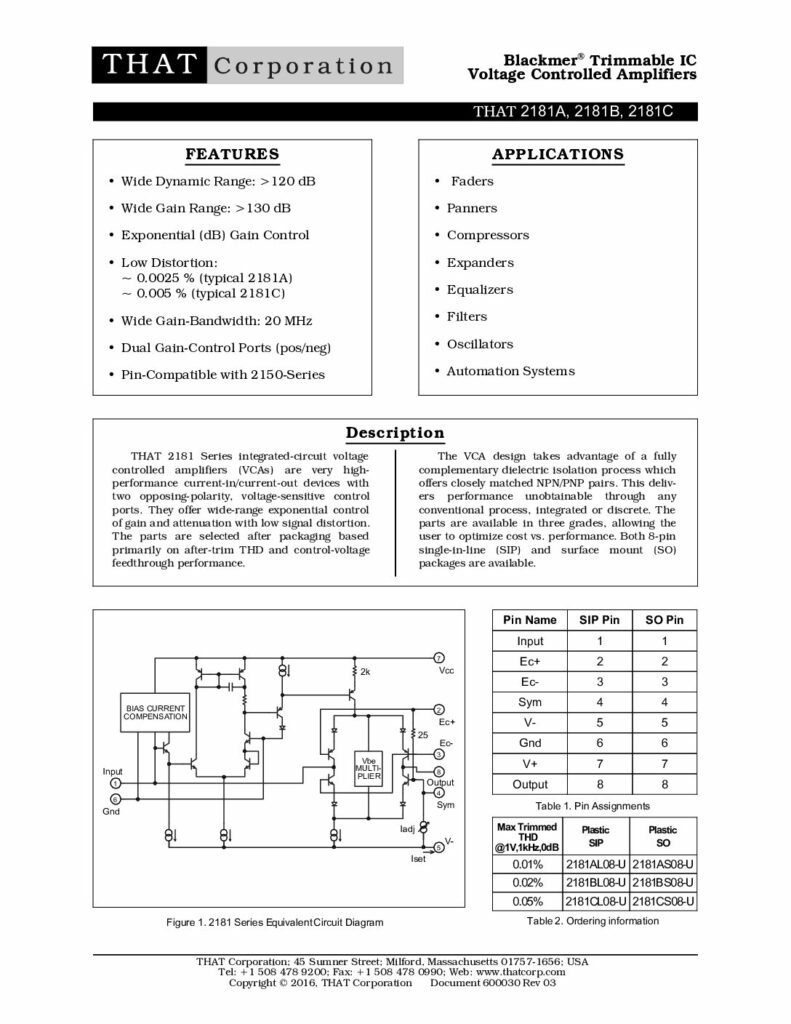 THAT_2181-Series_Datasheet - Electronics-Lab.com