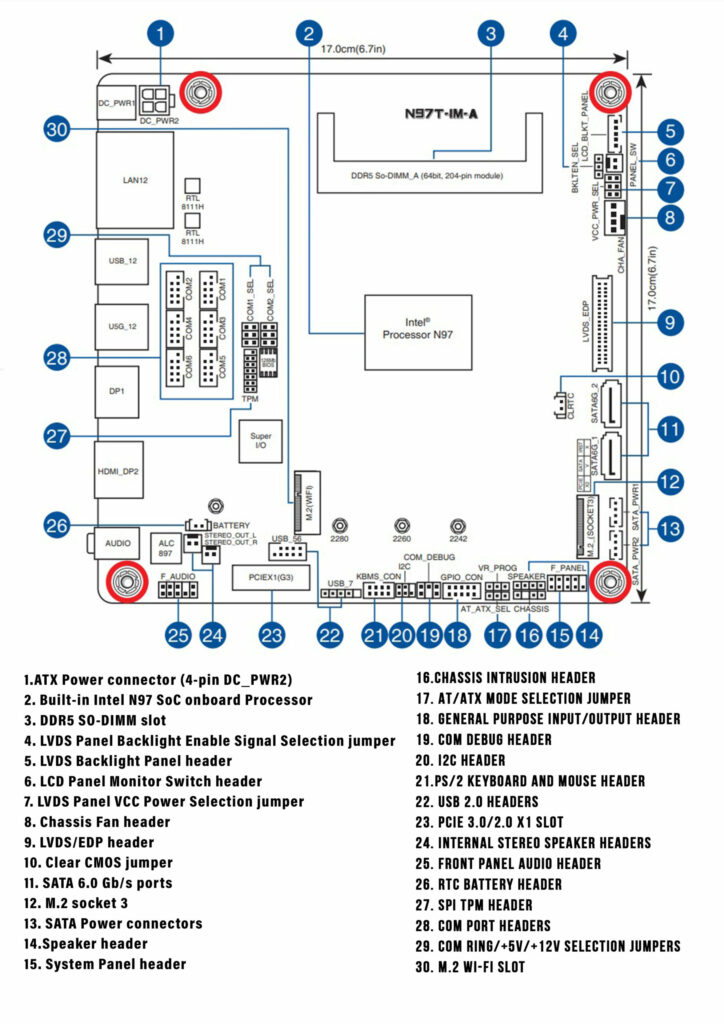 ASUS N97T-IM-A Thin Mini-ITX Motherboard with Intel Alder Lake-N N97, DDR5, Dual LAN, and ...