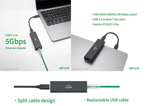 WP-UT5 Adapter with Realtek RTL8157: High-Efficiency 5Gbps USB 3.2 ...