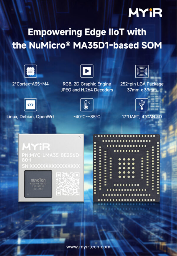 MYIR Introduces Nuvoton NuMicro MA35D1-based SOM for Advanced Edge IIoT Gateways - Electronics-Lab
