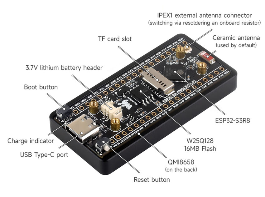 ESP32-S3 1.91-inch AMOLED Board with ESP32-S3R8, RM67162 Driver, and ...