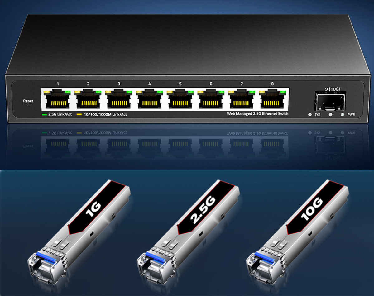 AMPCOM 9-Port 2.5Gb Ethernet Switch with 10GbE Uplink