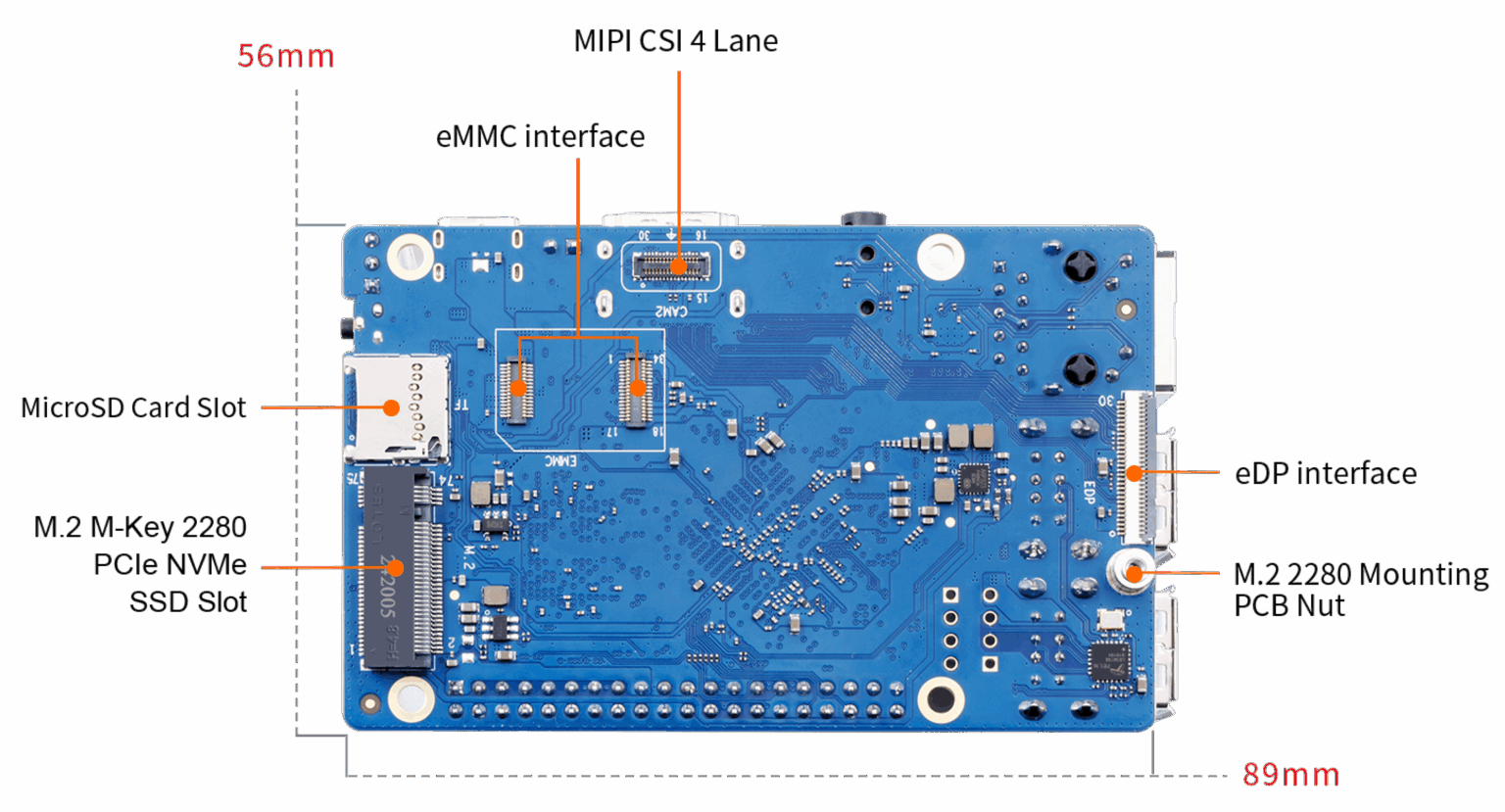 Orange Pi 4A SBC back - Electronics-Lab