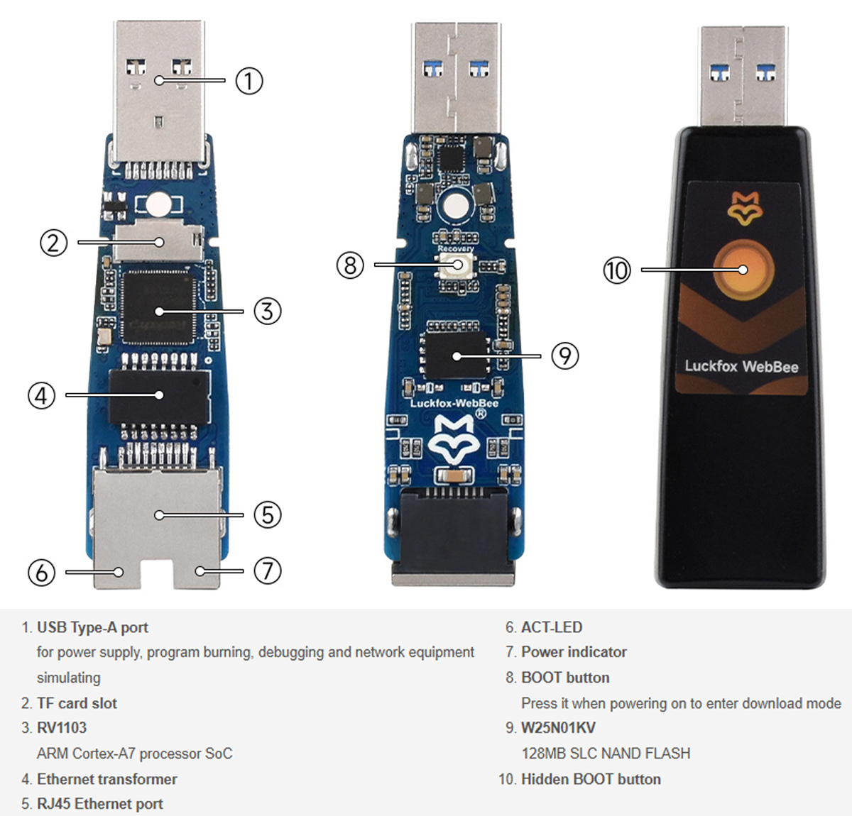 Luckfox Pico WebBee RV1103 Linux development board for IoT